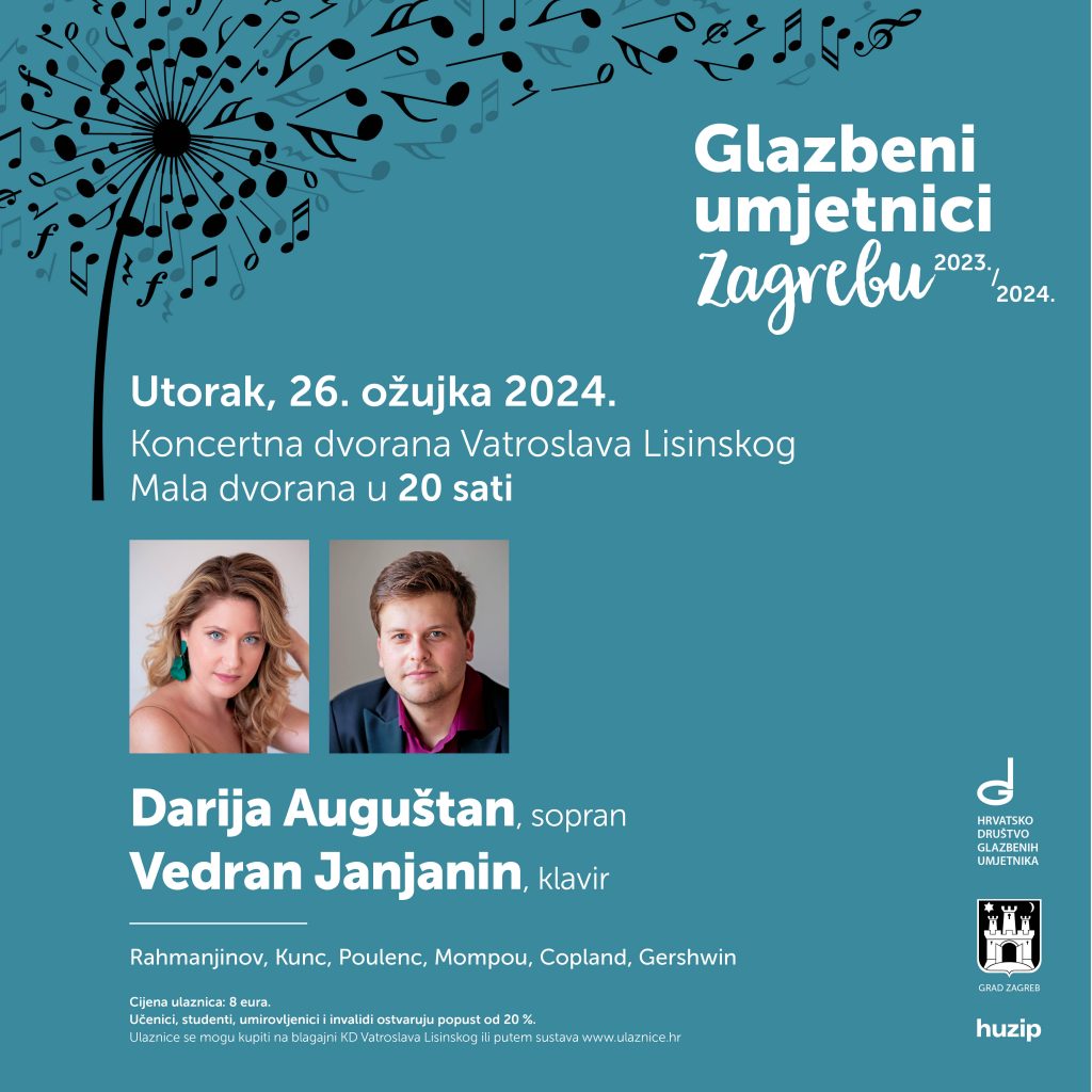 Glazbeni umjetnici Zagrebu - Darija Auguštan, sopran i Vedran Janjanin ...